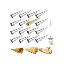 16 Stück Croissantform, Edelstahl-Kegelformen, spiralförmig, konisch, Creme, für Croissants, Blätterteig, Eiscreme (127 mm x 36 mm) - Sollbry