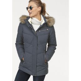 Steppjacke Polarino, Damen, Gr. 44, blau (marine (outdoorjacke aus nachhaltigem material)), Obermaterial: 100% Polyester. Futter: 100% Polyester. Besatz: 100% Polyester. Wattierung: 100% Polyester, sportlich, Jacken, mit abnehmbarer Kapuze, mit Fellimitat, viele Taschen, Topseller