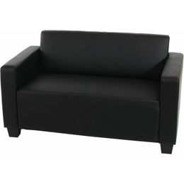 HHG Modular 2er Sofa Couch Moncalieri Loungesofa Kunstleder 136cm schwarz