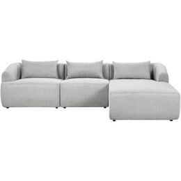 Beliani Ecksofa Hellgrau Stoffbezug L-förmig 3-Sitzer Sofa mit Chaiselongue Links Wohnzimmermöbel Modern Wohnzimmer Ausstattung Wohnecke Sitzecke