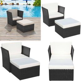 vidaXL - Gartensessel mit Fußhocker Poly Rattan Schwarz - Gartenstuhl - Gartenstühle - Home & Living - Schwarz