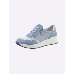 Sneaker Casual Looks, Damen, Gr. 36, weiß (hellblau, weiß), Glattleder, Veloursleder, sportlich, Schuhe