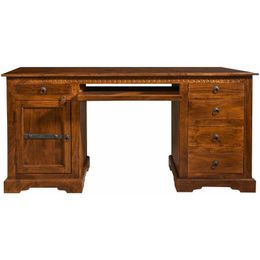 Massivmöbel24 Schreibtisch Akazie 158x54x76 honig lackiert oxford 0522 - hellbraun