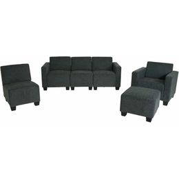 HHG Modular Sofa-System Couch-Garnitur Moncalieri 3-1-1-1, Stoff/Textil anthrazit-grau