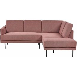 Beliani Ecksofa Rosa-Braun Stoff Linksseitig 4-Sitzer Sofa mit Schwarzen Metallfüßen Glamour Modern Wohnzimmer Büro Arbeitszimmer Wohnküche Esszimmer