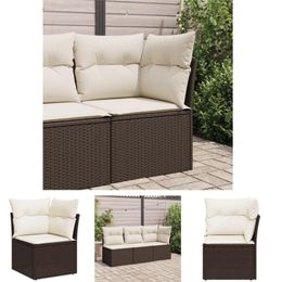 Garten-Ecksofa mit Kissen Braun Poly Rattan - Gartensofas - Braun - The Living Store