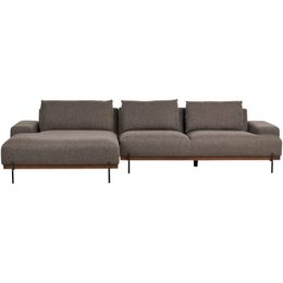 Beliani 3-Sitzer Ecksofa Braun Stoff L-Förmig mit Chaiselongue Rechts Hohe Schwarze Metallfüße Breite Sitzfläche und Armlehnen Lose Rückenkissen