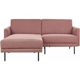 Beliani Ecksofa Rosa-Braun Stoff Rechtsseitig 2-Sitzer Sofa mit Schwarzen Metallfüßen Glamour Modern Wohnzimmer Büro Arbeitszimmer Wohnküche Esszimmer