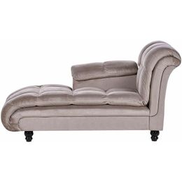 Beliani - Chaiselongue Rechtsseitig Taupe Stoff mit Holzfüßen Gedrechselt Arm- & Rückenlehne Gesteppt Modern Récamiere Liegesofa Wohnzimmer Möbel