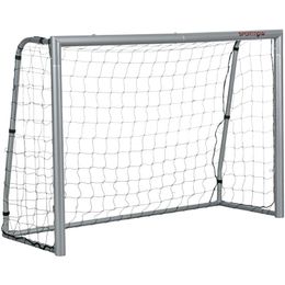 Homcom Fußballtor mit PE-Netzgewebe, Fußball-Tor für Kinder und Erwachsene, 240 x 85 x 160 cm, Stahl, pe, für Garten, Fußballtraining, Grau