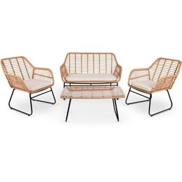 4-Sitzer Gartenset imperia beige, Outdoor-Couchtisch + 2-Sitzer-Sofa + 2 Sessel, beige, UV-beständig