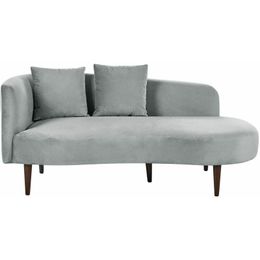 Beliani Chaiselongue Linksseitig Taupe Samtstoff Holzfüße Dunkelbraune Beine Kissen Inklusive Glamourös Wohzimmer