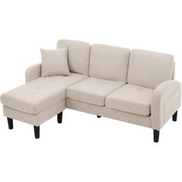 Okwish - L-förmiges Ecksofa mit Chaiselongue – 3-Sitzer-Sofa, 185 x 118 x 82 cm, atmungsaktiver Stoff aus Baumwolle und Leinen, Beine aus Kunststoff,