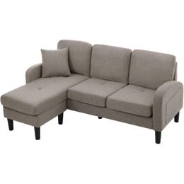 Okwish - L-förmiges Ecksofa mit Chaiselongue – 3-Sitzer-Sofa, 185 x 118 x 82 cm, atmungsaktiver Stoff aus Baumwolle und Leinen, Beine aus Kunststoff,