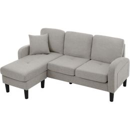 Okwish - L-förmiges Ecksofa mit Chaiselongue – 3-Sitzer-Sofa, 185 x 118 x 82 cm, atmungsaktiver Stoff aus Baumwolle und Leinen, Beine aus Kunststoff,