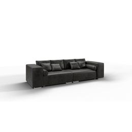 Big Sofa Leonie mit Schlaffunktion, Braun Stoff Vintageoptik