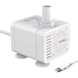 Mini-USB-Tauchpumpe (dc 5 v, 1–3 w, 200 l/h), verstellbare, ultra-leise kleine Wasserpumpe für Haustiere, Aquarien, Teiche, Hydrokultur/Weiß