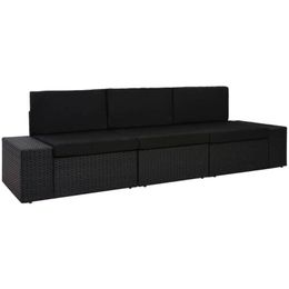 Modulares 3-Sitzer-Sofa Poly Rattan Schwarz vidaXL