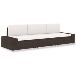 Modulares 3-Sitzer-Sofa Poly Rattan Braun vidaXL