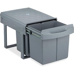 Einbaumülleimer 3-fach, ausziehbar, Küchenmülleimer für Unterschrank, 15 l & 2x 8 l, 34,6 x 34 x 51,8 cm, grau - Relaxdays