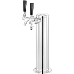 Mophorn - Dual Taps Fassbier-Turmspender, Premium-Fassbierturm aus Edelstahl, Kegerator-Turm-Kit mit gebrauchsfertigen Schläuchen und