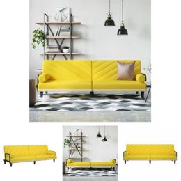 Schlafsofa mit Armlehnen Hellgelb Stoff - Sofas - Gelb - The Living Store