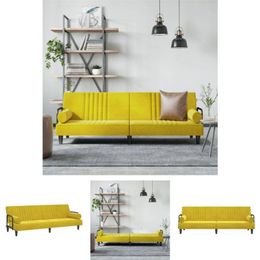 Schlafsofa mit Armlehnen Gelb Samt - Sofas - Gelb - The Living Store