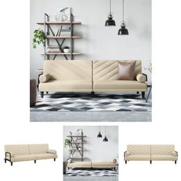 Schlafsofa mit Armlehnen Creme Stoff - Sofas - Creme - The Living Store