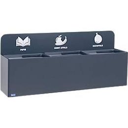Bica Wertstoffsammler 811, 3 x 20 Liter, Wandmontage, pulverbeschichteter Stahl, B 1140 x T 290 x H 450 mm, anthrazit