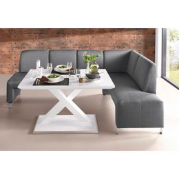 Eckbank exxpo - SOFA FASHION "Intenso, viele Bezugsstoffe Cord, Leder, Struktur 244/157 cm (B/T)", grau (anthrazit), B:244cm H:91cm T:157cm, NaturLeder, Strukturstoff (Zusammensetzung: Polyester 100%), Luxus-Microfaser (Zusammensetzung: Aufgeflockte 100% Polyester Schicht mit Prägung), Cord (Zusammensetzung: Polyester 100%), Sitzbänke, hohe Bodenfreiheit, frei im Raum stellbar, hoher Sitzkomfort