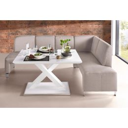 Eckbank exxpo - SOFA FASHION "Intenso, viele Bezugsstoffe Cord, Leder, Struktur 244/157 cm (B/T)", beige, B:244cm H:91cm T:157cm, NaturLeder, Strukturstoff (Zusammensetzung: Polyester 100%), Luxus-Microfaser (Zusammensetzung: Aufgeflockte 100% Polyester Schicht mit Prägung), Cord (Zusammensetzung: Polyester 100%), Sitzbänke, hohe Bodenfreiheit, frei im Raum stellbar, hoher Sitzkomfort