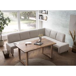 Eckbank exxpo - SOFA FASHION "Intenso, moderner Cordbezug, 264/197 cm (B/T)", beige, B:264cm H:91cm T:197cm, NaturLeder, Strukturstoff (Zusammensetzung: Polyester 100%), Luxus-Microfaser (Zusammensetzung: Aufgeflockte 100% Polyester Schicht mit Prägung), Cord (Zusammensetzung: Polyester 100%), Sitzbänke, hohe Bodenfreiheit, frei im Raum stellbar, hoher Sitzkomfort