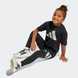 Trainingsanzug adidas Sportswear "LG GLAM SET", Kinder, Gr. 128, schwarz (schwarz, silber metallic), Obermaterial: 100% Baumwolle. Obermaterial Hose: 93% Baumwolle, 7% Elasthan, sportlich, Sportanzüge