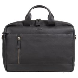 Laptoptasche Alassio "TIBER", Herren, Gr. B/H/T: 41cm x 28cm x 9,5cm, schwarz, Leder, unifarben mit Farbeinsatz, Taschen, Laptoptasche Dokumententasche Büro Organizer Bag Schultertasche