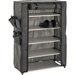 Stoffschrank HAKU "15999", grau, B:60cm H:90cm T:30cm, Metall, Leinengewebe, Kunststoff, Schränke, Textil-Kleiderschrank