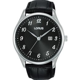 Quarzuhr Lorus "RH911PX9", schwarz, Armbanduhren, Herren, Armbanduhr, Herrenuhr, Datum, Lederarmband