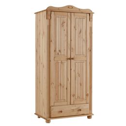 Kleiderschrank Home Affaire "Adele", beige (natur), B:92cm H:191cm T:53,5cm, Massivholz, Schränke, aus massiver Kiefer,Spiegel beim 4-und 5-trg.Schrank, Innenausstattung