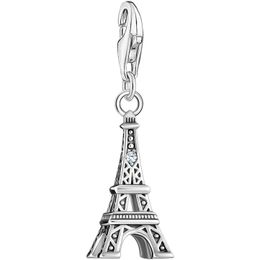 Charm-Einhänger Thomas Sabo "Eiffelturm mit weißem Zirkonia, 2074-643-21, 2075-414-39", bunt (silberfarben, weiß, weiß), Charms, Damen, Silber 925 (Sterlingsilber), mit Zirkonia (synth.)