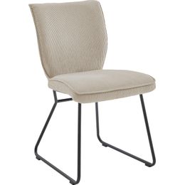 NIEHOFF SITZMÖBEL Esszimmerstuhl NIEHOFF SITZMÖBEL, beige (cream, schwarz), B:48cm H:88cm T:59cm, 95% PES, 5% NY, Stühle, 2er Set, Bezug Cord, Kufengestell, Sitzhöhe 50