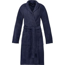 Unisex-Bademantel Esprit "Mono" Gr. XXL, blau (navy blau), L:109cm in Gr. XXL, Webfrottier, Hausmäntel, mit Schalkragen & Logostickerei