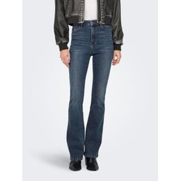 Bootcut-Jeans Only "ONLMILA HW FLARED DNM BJ407 NOOS", Damen, Gr. 26, Länge 32, blau (blau schwarz denim), Denim/Jeans, Obermaterial: 94% Baumwolle, 4% Polyester, 2% Elasthan, modisch, Jeans