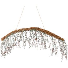 Winterliche Kunstpflanze CREATIV DECO "Weihnachtsdeko", grün, L:78cm, Kunststoff, Kunstpflanzen, Weihnachtsgirlande, Reisigbogen mit Zweige in geeister Optik, Länge 78 cm