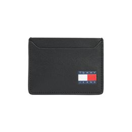 Kartenetui Tommy Jeans "TJM HERITAGE LEATHER CC HOLDER", schwarz, Leder, Textil, Basic, Kleinlederwaren, Men Mini Geldbörse, Portemonnaie, Kartenhalter mit Logoflagge