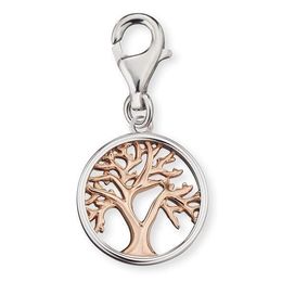 Charm-Einhänger Engelsrufer "LEBENSBAUM, ERC-LILTREE-BICOR", rosa (silberfarben, roségoldfarben), Charms, Damen, Silber 925 (Sterlingsilber)