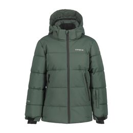 Skijacke Icepeak "LOUIN JR", Kinder, Gr. 140, grün (dunkelgrün), Obermaterial: 100% Polyester, sportlich, hüftlang, Langarm abgerundeter Saum mit Klettverschluss,mit Schneefang, Jacken, mit Öffnung für Kopfhörerkabel an der Innentasche