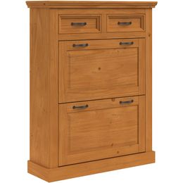 Schuhkommode Home Affaire "Selma", beige (natur gebeizt, gewachst), B:90cm H:115cm T:30cm, FSC-zertifiziertes Massivholz, Sideboards, mit 2 Klappen u. 2 Schubkästen, Breite 90 cm