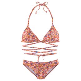 Triangel-Bikini Buffalo, Damen, Gr. 32, Cup A/B, orange (orange, print), Obermaterial: 84% Polyamid, 16% Elasthan. Futter: 92% Polyester, 8% Elasthan, Bikini-Sets, mit modischem Bindeband