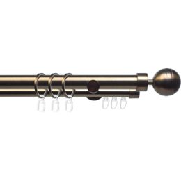 Gardinenstange Liedeco "CELKUGEL02SG2L" Gr. 1, braun (bronzefarben), L:120cm Ø:25mm, Metall, Gardinenstangen, 2-läufig im Fixmaß Ø 25/20 mm