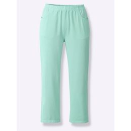 Caprihose Classic Basics, Damen, Gr. 48, Normalgrößen, blau (aqua), 100% Baumwolle, unifarben, 3/4-Länge, Hosen