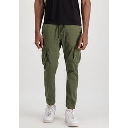 Cargohose Alpha Industries "Cotton Twill Jogger", Herren, Gr. L, N-Gr, grün (schwarz olive), Web, Obermaterial: 98% Baumwolle, 2% Elasthan, unifarben, modisch, slim fit, Hosen